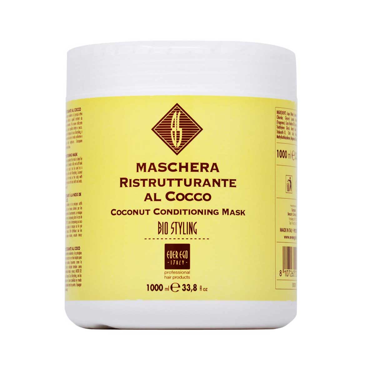 Mascarilla - Acondicionadora De Coco - Ever Ego Italy - 1000 ml - Cosmetics Afro Latino